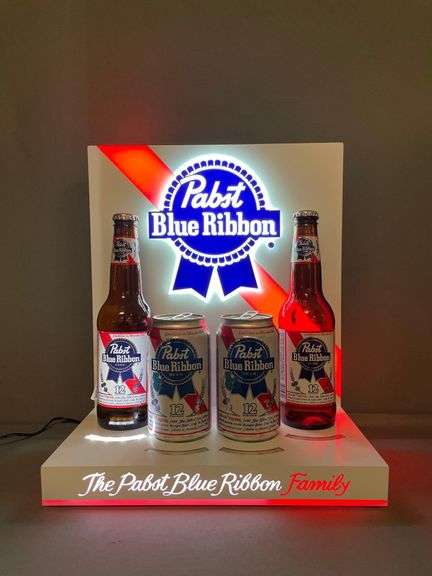 Pabst Blue Ribbon Beer Motion Light Up Bottle And Can Advertising ...
