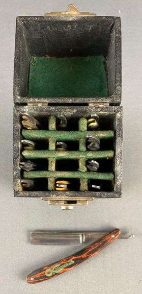 Set of 12 Antique Barber Straight Razors with Case - Matthew Bullock ...