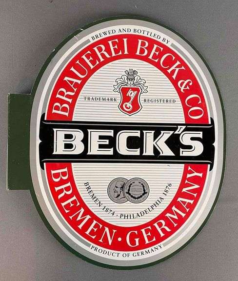 Vintage Becks Metal Advertising Flange Sign - Matthew Bullock Auctioneers