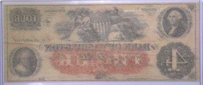 The Bank of Washington $4 Remainder Note - Matthew Bullock Auctioneers