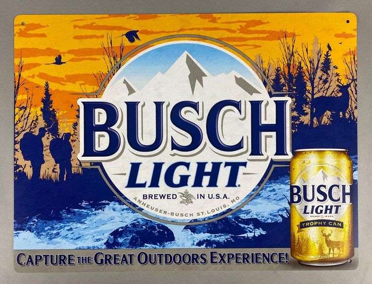 Modern Busch Light Advertising Metal Sign - Matthew Bullock Auctioneers