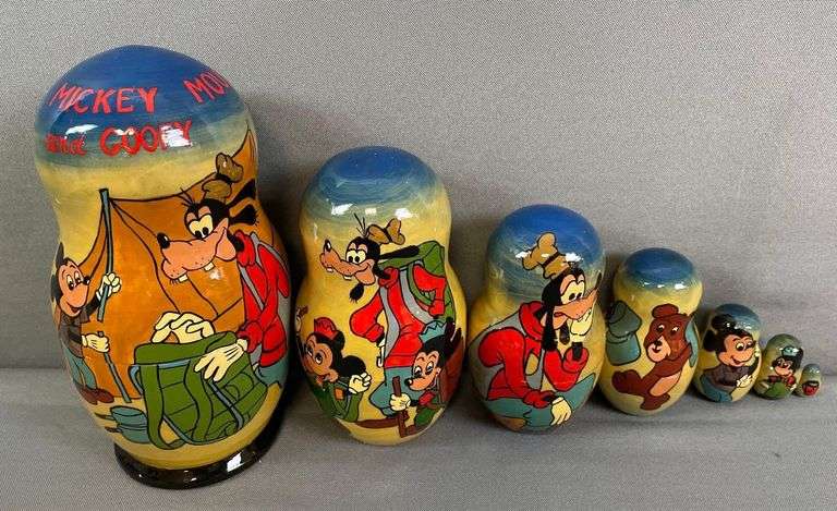 Custom Designed Disney Mickey Mouse And Goofy Camping Nesting Dolls ...