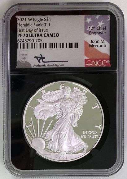 2021 W US Silver Heraldic Eagle Type-1 First Day of Issue (NGC) PF70 Ultra Cameo - Matthew ...