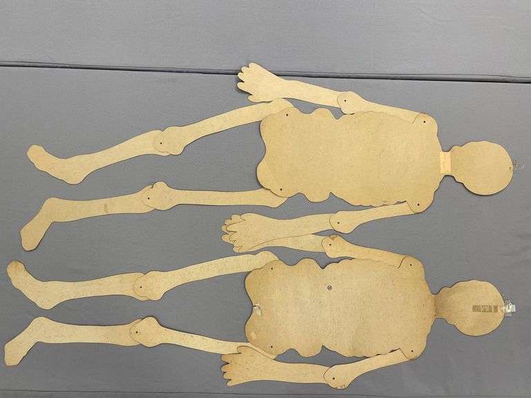 Pair of Vintage Halloween Cardboard Jointed Skeletons - Matthew Bullock ...