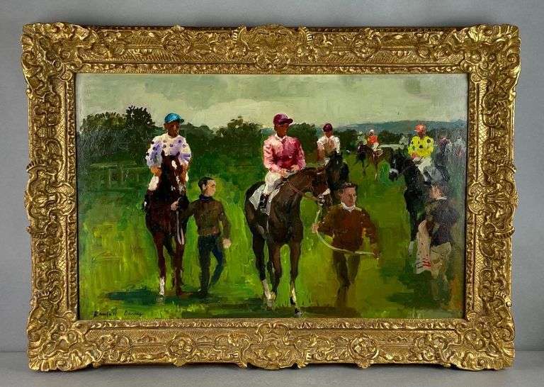 Randall Davey Lining Up Oil Painting on Board - Matthew Bullock Auctioneers