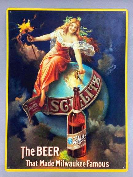 Modern Schlitz Advertising Metal Sign - Matthew Bullock Auctioneers