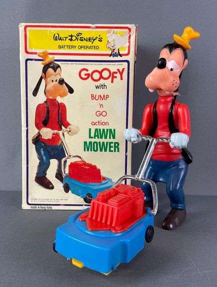 Vintage Ilco Disney Goofy Bump n Go Action Lawn Mower - Matthew Bullock ...