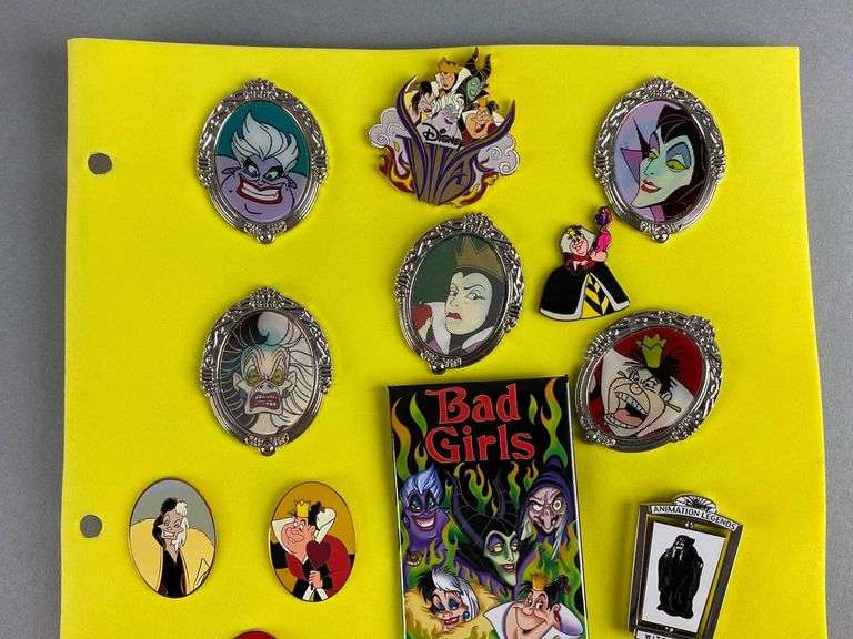 Group of 22 Disney Villian Enamel Pins - Matthew Bullock Auctioneers