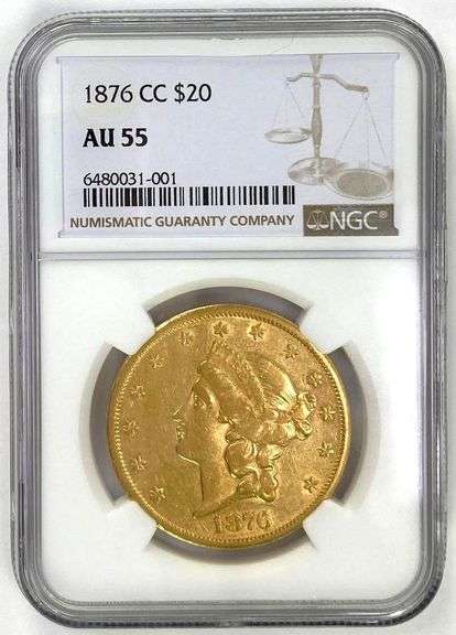 1876 CC $20 Liberty Gold (NGC) AU55 - Matthew Bullock Auctioneers
