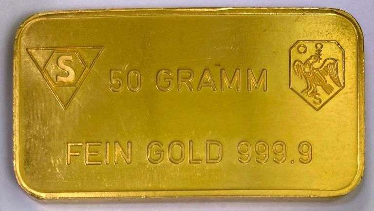 RARE Schone Edelmetaal Horizontal 50 gram 999.9 Fine Gold Ingot/Bar ...