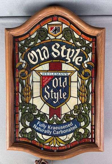 Vintage Old Style Beer Light Up Stained Glass Style Advertising Sign ...