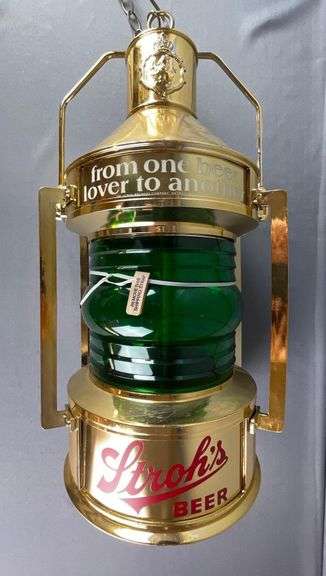 Vintage Strohs Beer Rotating Light Up Nautical Lantern Advertising Sign ...