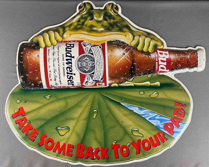 Budweiser Frog Metal Advertising Sign - Matthew Bullock Auctioneers