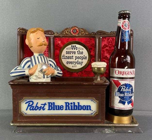 Vintage Pabst Blue Ribbon Beer Light Up Bartender Advertising Back Bar ...