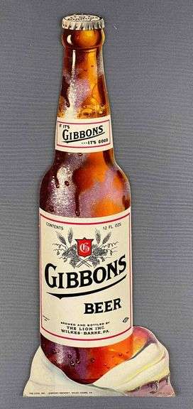 Vintage Gibbons Beer Cardboard Advertising Sign - Matthew Bullock ...