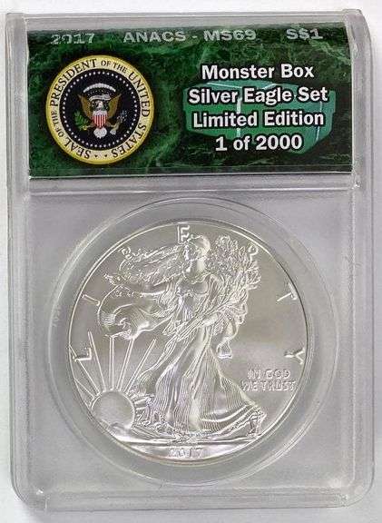 2017 Monster Box Silver Eagle Set Limited Edition 1 of 2000 (ANACS ...