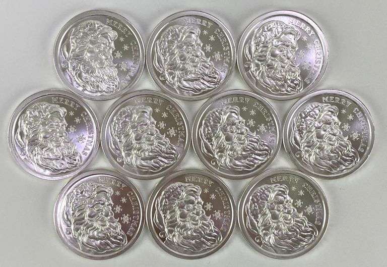 Group of (10) Golden State Mint 2022 Christmas Santa 1oz. .999 Fine ...