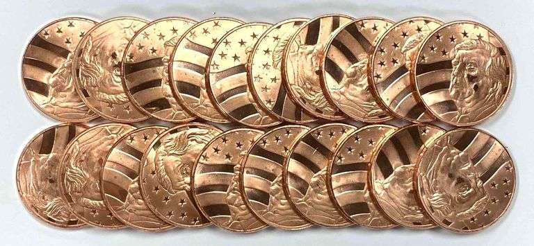 Roll of 20 1 oz Copper Donald Trump Rounds - Matthew Bullock Auctioneers