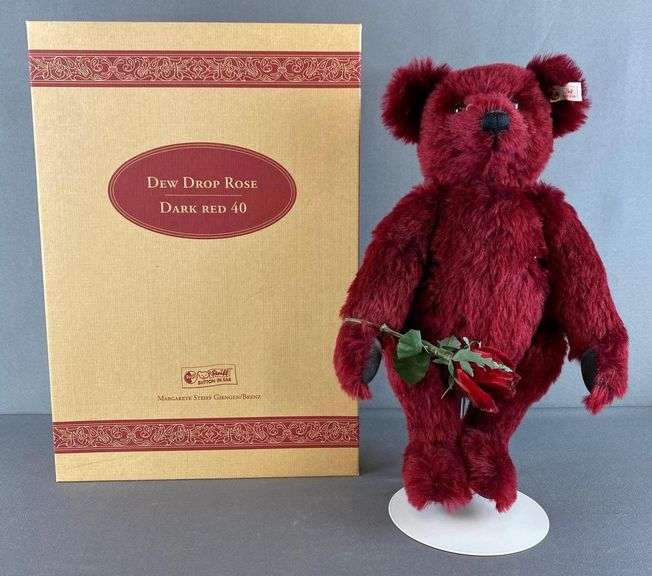 Limited Edition Steiff Dew Drop Rose Dark Red 40 - Matthew Bullock ...