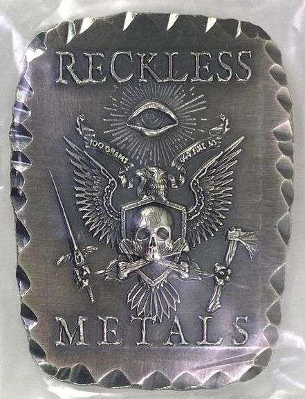 RARE Reckless Metals Eagles Crest 100 gram bar .999 fine Silver Bar ...
