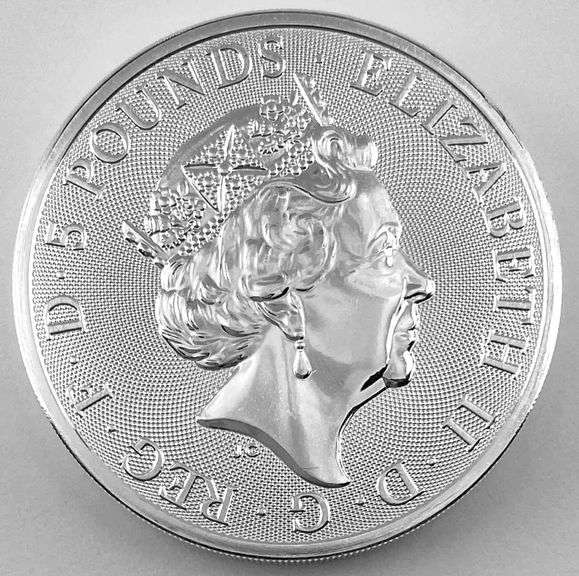 2022 2 oz .9999 Silver British Elizabeth Tudor Queen's Beast Lion of ...