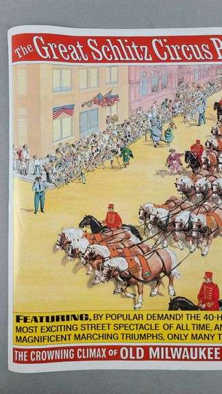 Vintage Schlitz Circus Advertising Poster - Matthew Bullock Auctioneers
