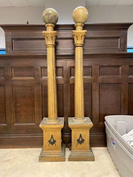 19th Century Masonic Globes on Carved Columns - Matthew Bullock Auctioneers