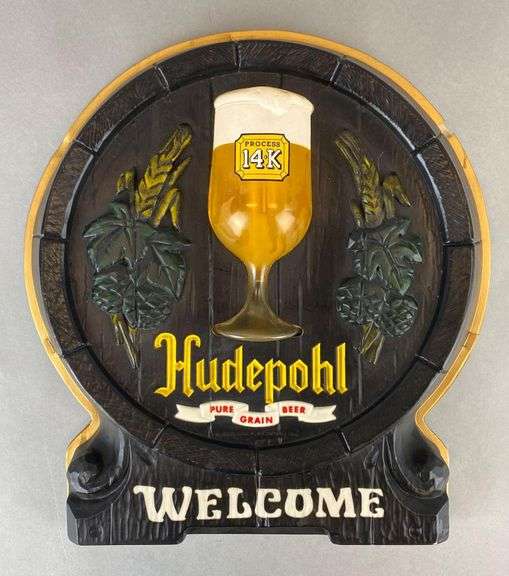 Vintage Hudepohl Bubbler Barrel Light Up Advertising Beer Sign ...
