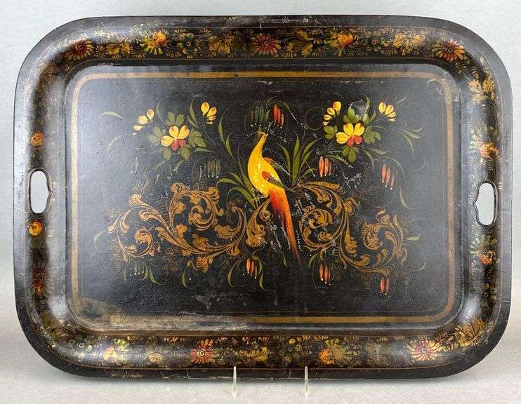 Victorian Hand Painted Tin Serving Tray - Matthew Bullock Auctioneers