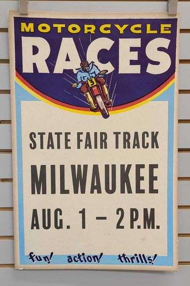 Vintage Motorcycle Racing Advertising Poster - Matthew Bullock Auctioneers