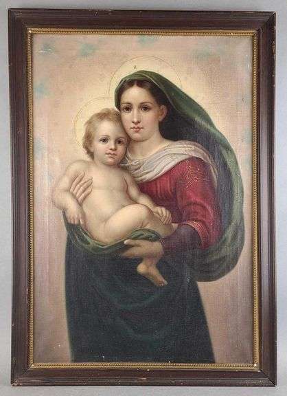 Early Copy Of Sistine Madonna Raphael Oil Painting Matthew Bullock