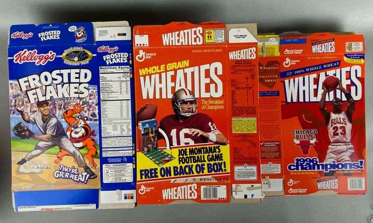 Large Group of 100 Plus Sports Cereal Boxes - Matthew Bullock Auctioneers