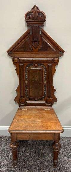 Antique Walnut Chair with Storage Seat - Matthew Bullock Auctioneers