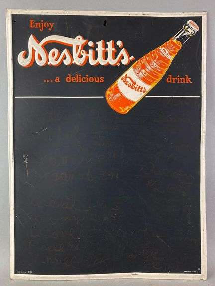 Vintage Nesbitts Embossed Advertising Metal Chalkboard Sign - Matthew ...