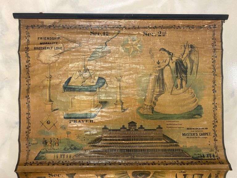 19th Century Masonic Fraternal Scroll - Matthew Bullock Auctioneers