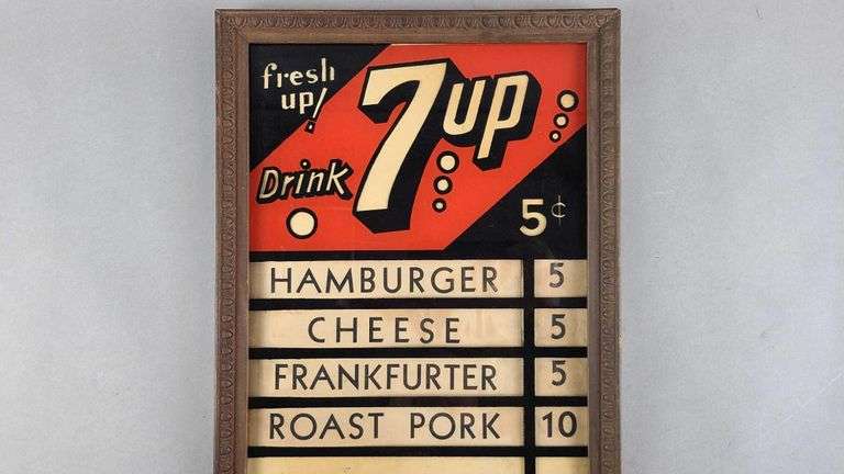 Vintage 7up Reverse Painted Glass Advertising Menu Board - Matthew ...