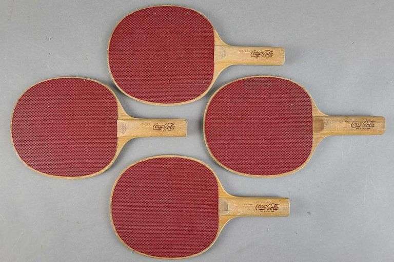 Group of 4 Coca-Cola ping pong paddles - Matthew Bullock Auctioneers