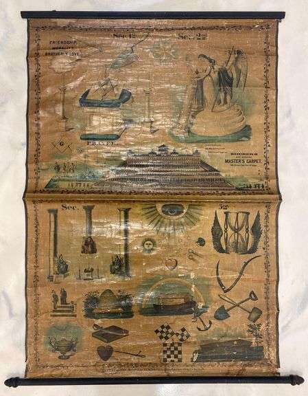 19th Century Masonic Fraternal Scroll - Matthew Bullock Auctioneers