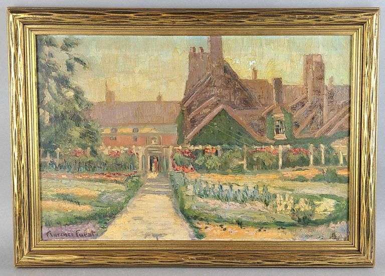 20th Century Florence Furst Impressionist Stratford Garden Oil Painting ...