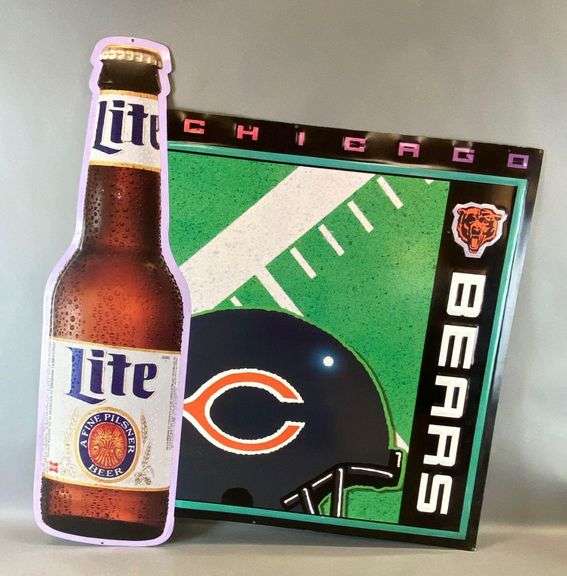 Miller Lite Chicago Bears Metal Advertising Sign - Matthew Bullock ...