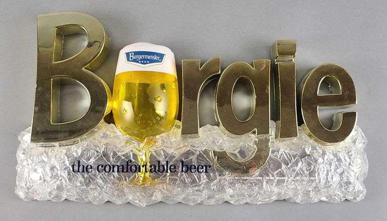 Vintage Burgie Beer Advertising Sign - Matthew Bullock Auctioneers