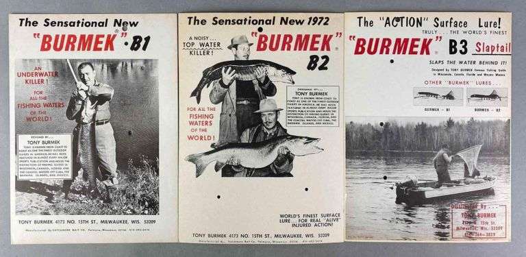 Group of 3 Birmek Cardboard Bait Advertising Display Signs - Matthew ...