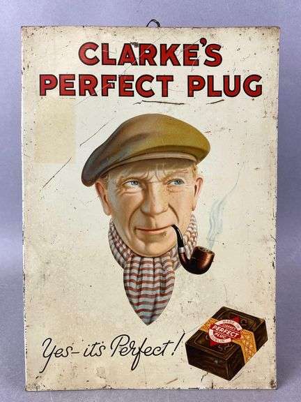 Vintage Clarkes Perfect Plug Metal Advertising Sign - Matthew Bullock ...