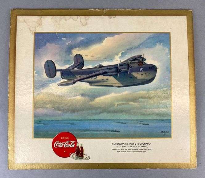 Vintage Coca-Cola Airplane Cardboard Advertising Sign - Matthew Bullock ...