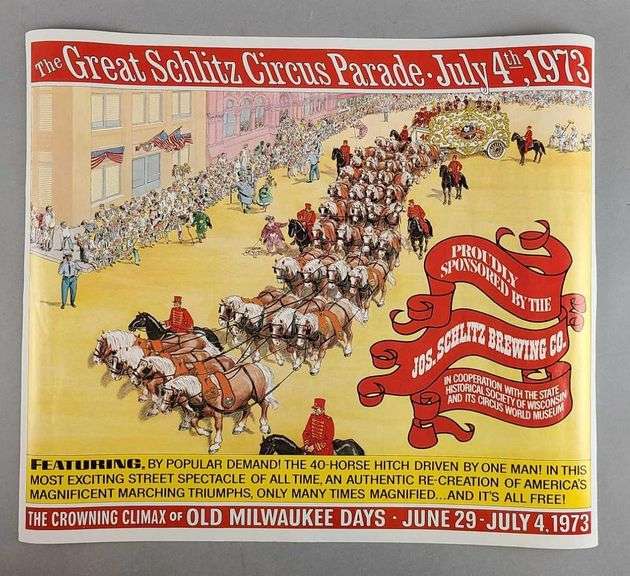 Vintage Schlitz Circus Advertising Poster - Matthew Bullock Auctioneers