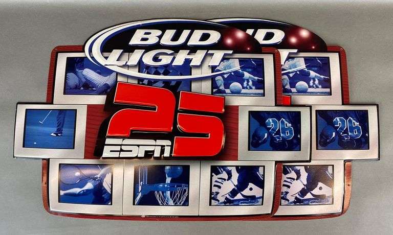 Group of 2 Bud Light ESPN Metal Advertising Beer Signs - Matthew ...