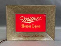Vintage Miller High Life Light Up Metal Sign - Matthew Bullock Auctioneers