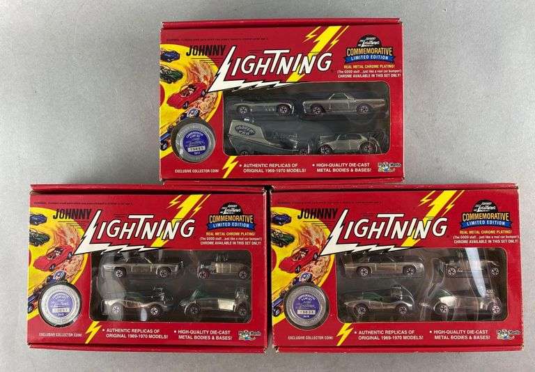 Group of 3 Johnny Lightning Commemorative Chrome Sets - Matthew Bullock ...