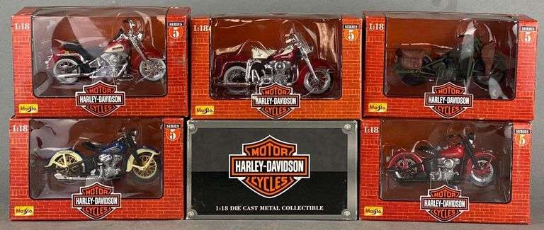 Group of 6 Maisto Harley-Davidson die-cast motorcycles - Matthew ...