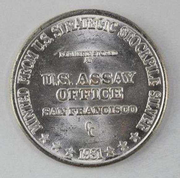 1981 U.S. Assay Office 1oz. .999 Fine Silver Round - Matthew Bullock ...